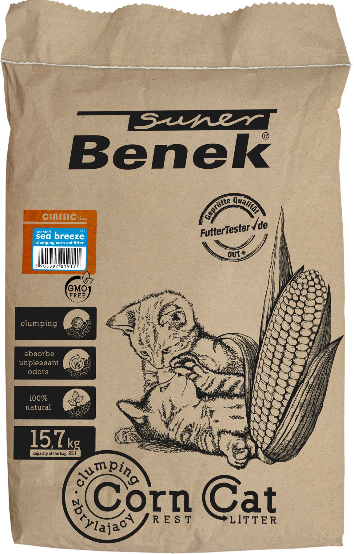 Super BENEK Corncat Morska Bryza Żwirek kukurydziany - Najtaniej ...